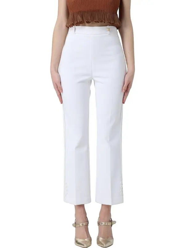 Elisabetta Franchi Cropped Crêpe Trousers - Ivory