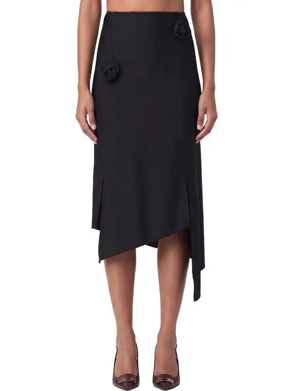 Coperni Asymmetric Stretch Jersey Midi Skirt - Black