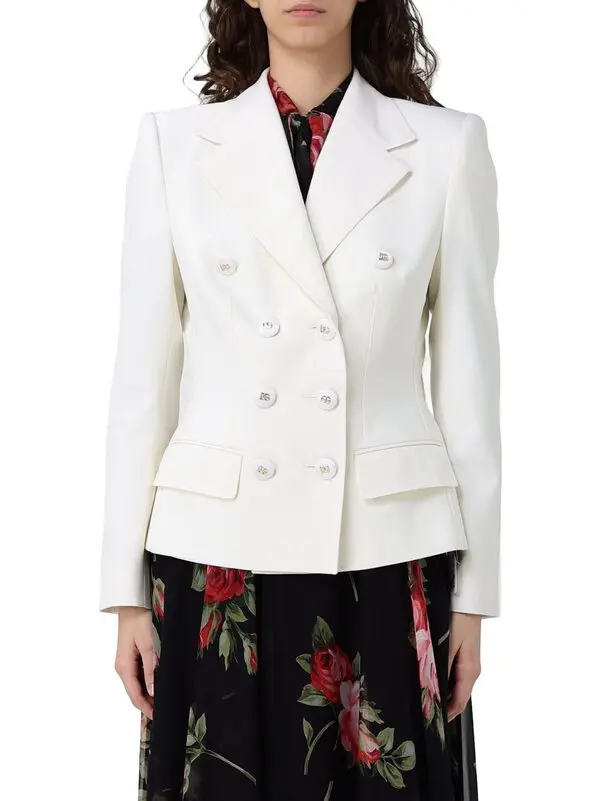 Dolce & Gabbana Double-breasted Virgin Wool Blazer - White