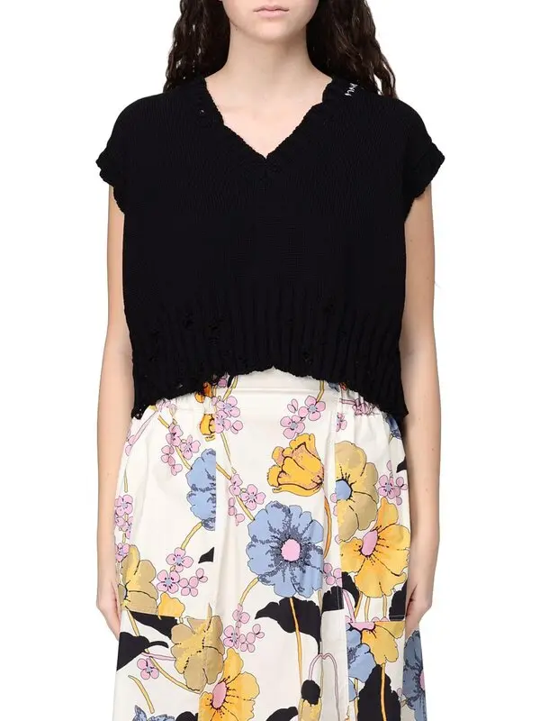Marni Cotton Distressed Effect Vest - Black