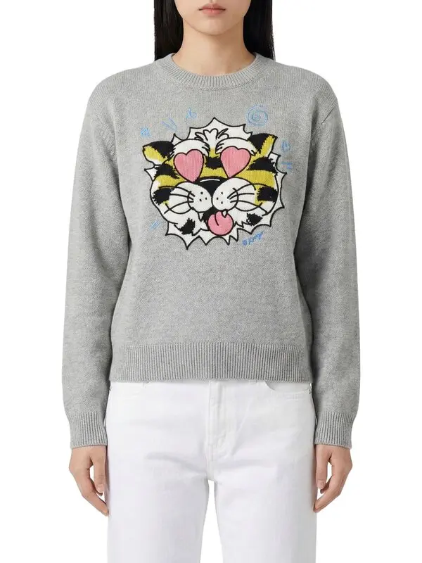 Kenzo Tiger Graphic Knit Sweater - Grey