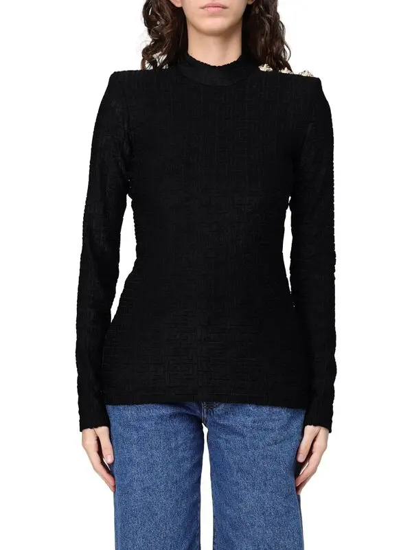 Balmain Textured Knit Top - Black
