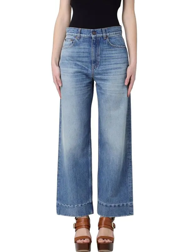 Chloé Cropped Wide-leg Cotton Denim Jeans - Blue