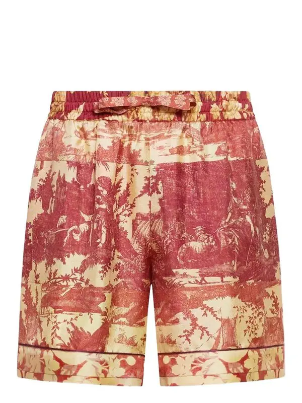 PIERRE-LOUIS MASCIA Pastoral Print Elasticated Shorts - Red