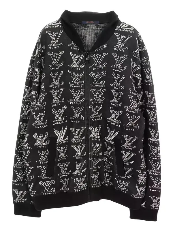 LOUIS VUITTON 2010s Cartoon Jacquard Zip-up Jacket - Black