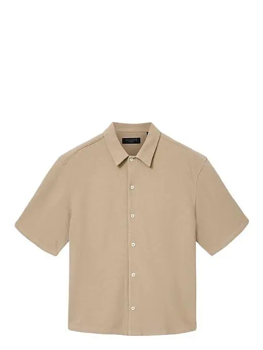 ALLSAINTS Stallone Short-sleeved Cotton Shirt - Dune Brown