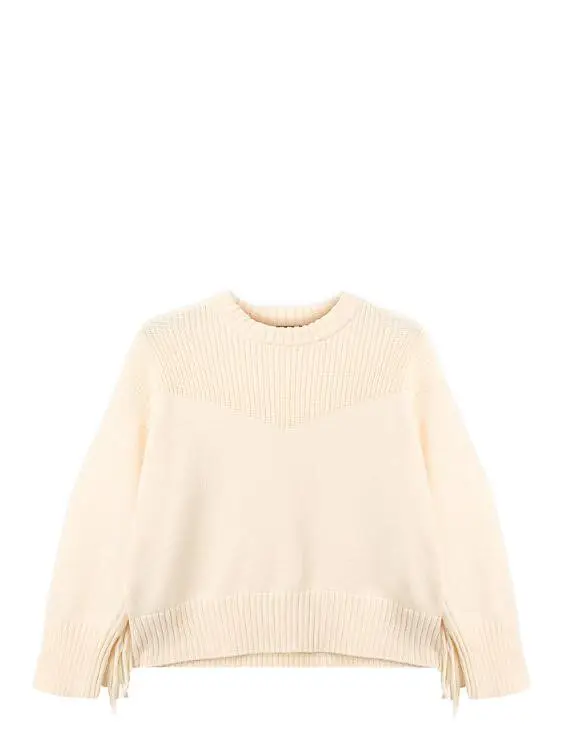 Whistles Relaxed-fit Fringed Cotton-blend Jumper - Cream