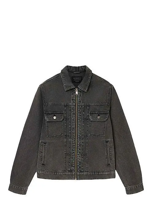 ALLSAINTS Brightmore Zip-up Denim Jacket - Dirty Black