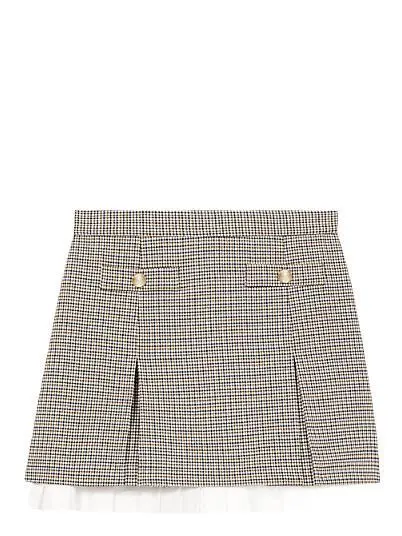 Maje Houndstooth Mini Skirt - Brown Checks