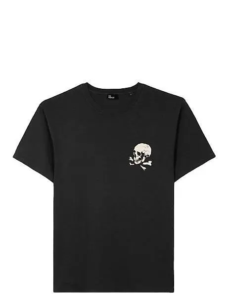 The Kooples Skull Graphic-print Cotton-jersey T-shirt - Black Washed