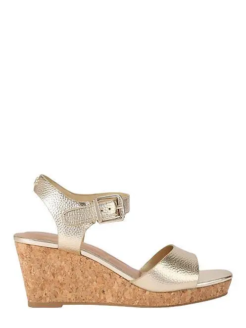 Carvela Sadie Wide-fit Leather Wedge Sandals - Gold
