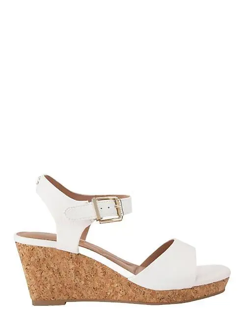 Carvela Sadie Wide-fit Leather Wedge Sandals - White