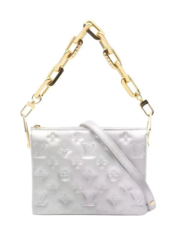 LOUIS VUITTON 2010s Bb Coussin Embossed Shoulder Bag - Silver