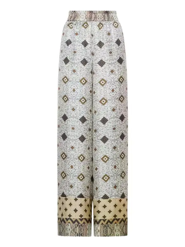 PIERRE-LOUIS MASCIA Geometric-print Palazzo Pants - Grey