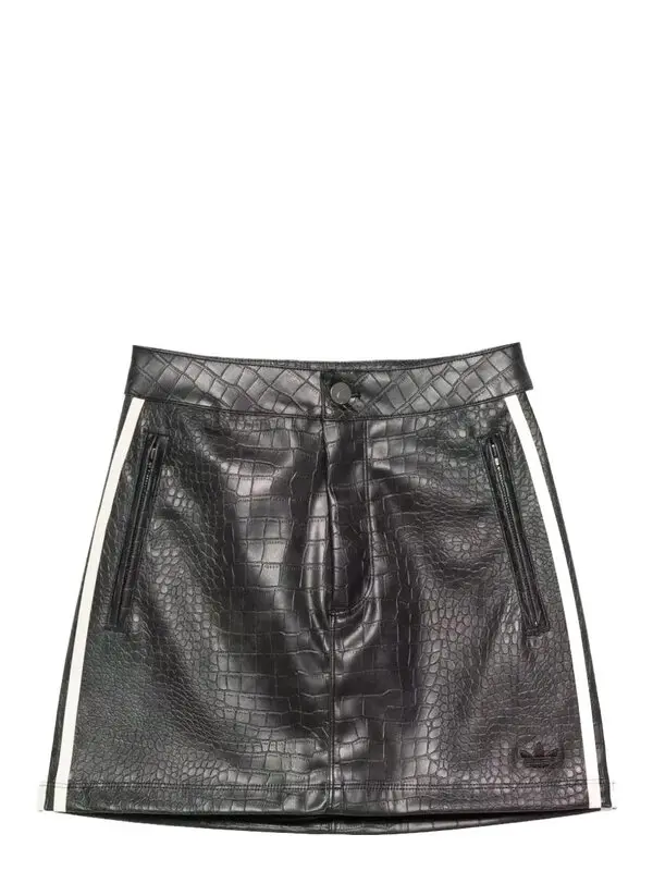 Adidas Crocodile-effect Stripe-detail Mini Skirt - Black