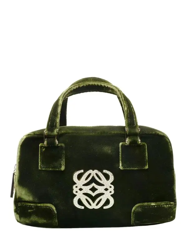 Loewe 2021 Rhinestone Velour Handbag - Green