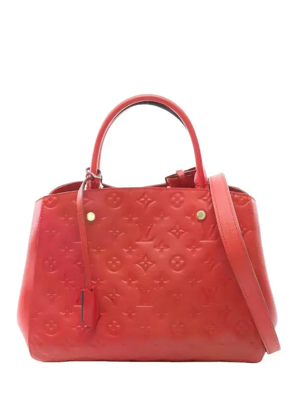 LOUIS VUITTON 2015 Mm Montaigne Monogram Tote Bag - Red