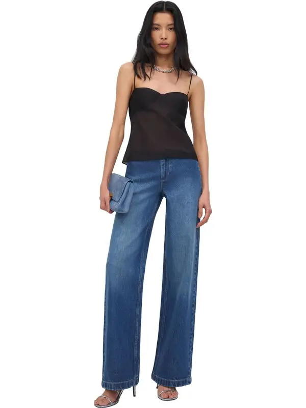 REFORMATION Talissa Stretch Low Rise Wide Leg Jeans - Black