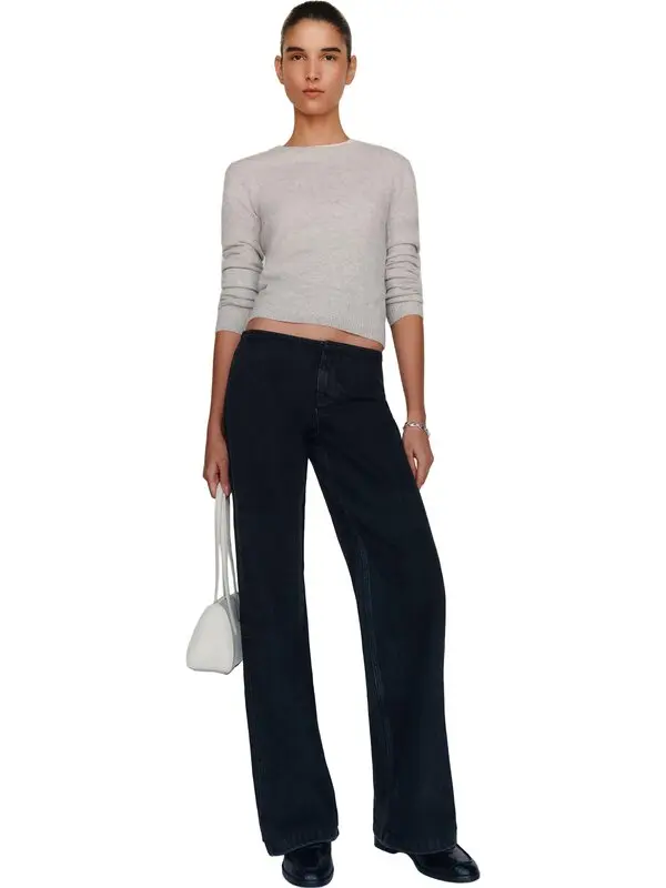 REFORMATION Talissa Stretch Low Rise Wide Leg Jeans - Black