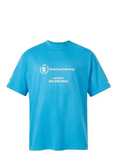 Balenciaga Wfp Logo Tee Shirt - Azure/white