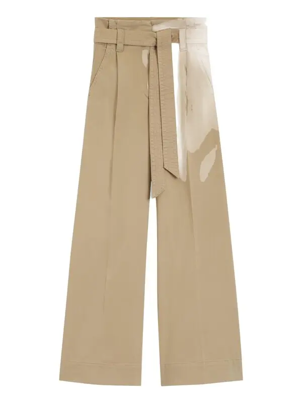 BOSS Belted Wide-leg Stretch-cotton Twill Pants - Brown