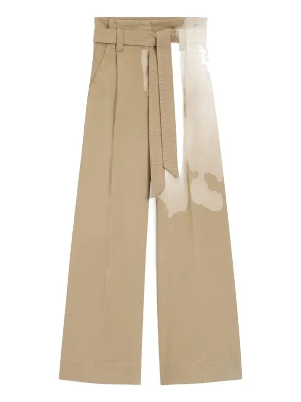 BOSS Belted Wide-leg Stretch-cotton Twill Pants - Brown