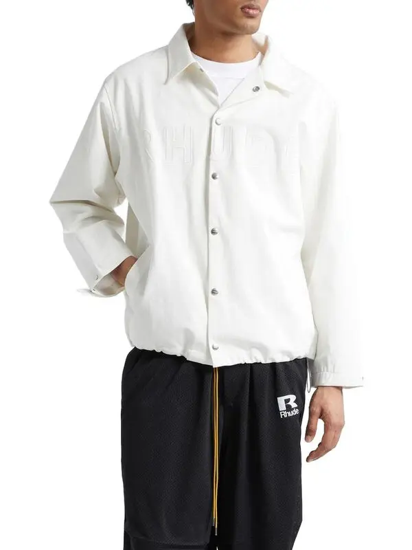 Rhude Logo Appliqué Coach's Jacket - White/white