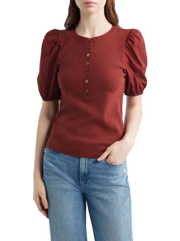 Paige Brandy Puff Sleeve Shirt - Burnt Sienna