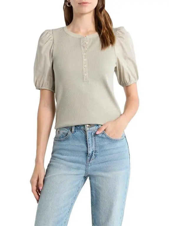 Paige Brandy Puff Sleeve Shirt - Sea Mist