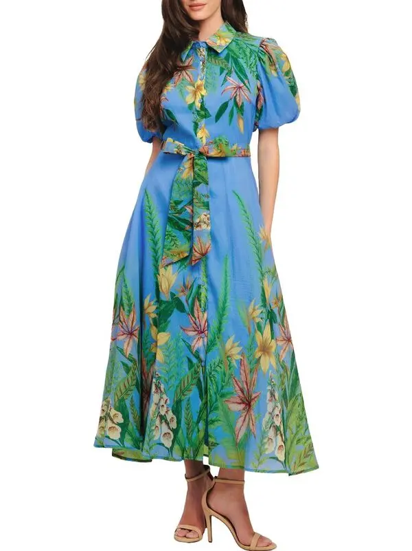 FLYING TOMATO Floral Shirtdress - Blue