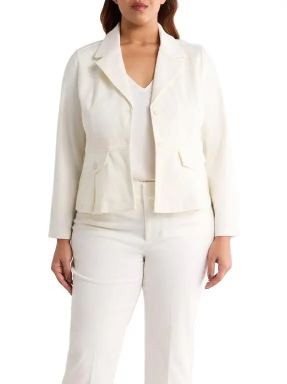 LIVERPOOL Peplum Cotton-blend Blazer - Whipped Cream