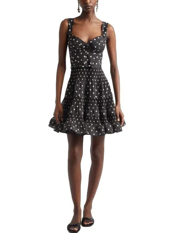 Zimmermann Kindred Spirit Pleated Draped Minidress - Black Dot