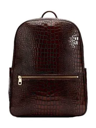 MARC NOLAN Fulton Croc-embossed Calfskin Leather Backpack - Brown Crocskin
