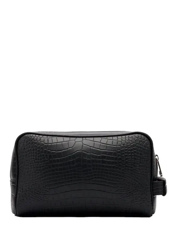 MARC NOLAN Croc-embossed Calfskin Leather Dopp Kit - Black Crocskin