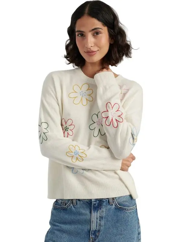 Chinti & Parker Wool-cashmere Garden Floral Sweater - Cream