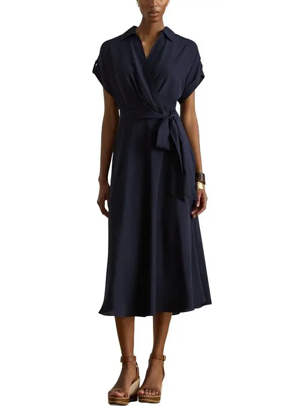 Ralph Lauren Fratillo Short Sleeve Crêpe De Chine Shirtdress - Lighthouse Navy Blue