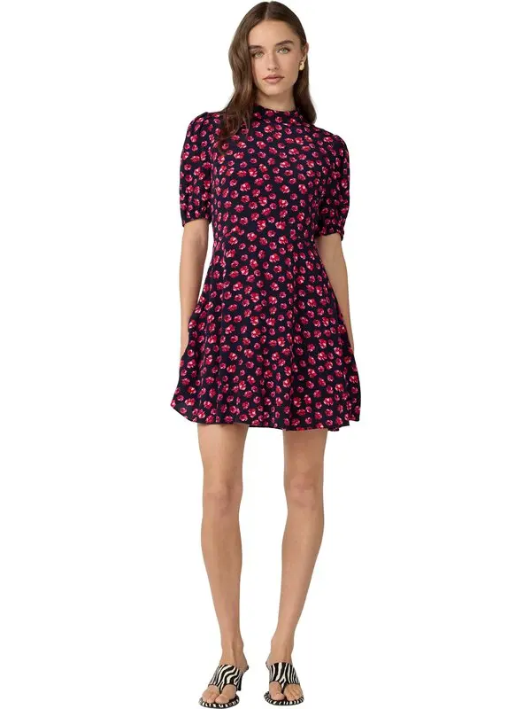 Diane Von Furstenberg Dolly Mini Dress - Hibiscus Dot Maritime