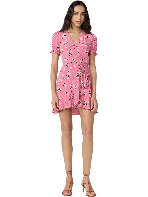 Diane Von Furstenberg Emilia Mini Dress - Tiny Island Orchid Bouquet Berry Kiss