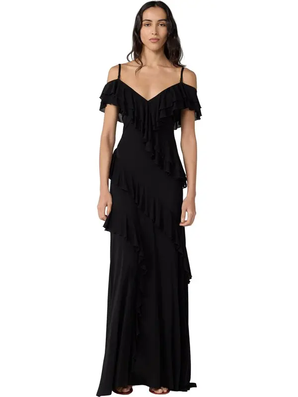 Diane Von Furstenberg Sofia Ruffle Maxi Dress - Black