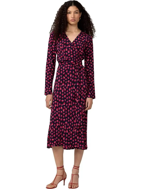 Diane Von Furstenberg Tilly Midi Wrap Dress - Hibiscus Dot Maritime
