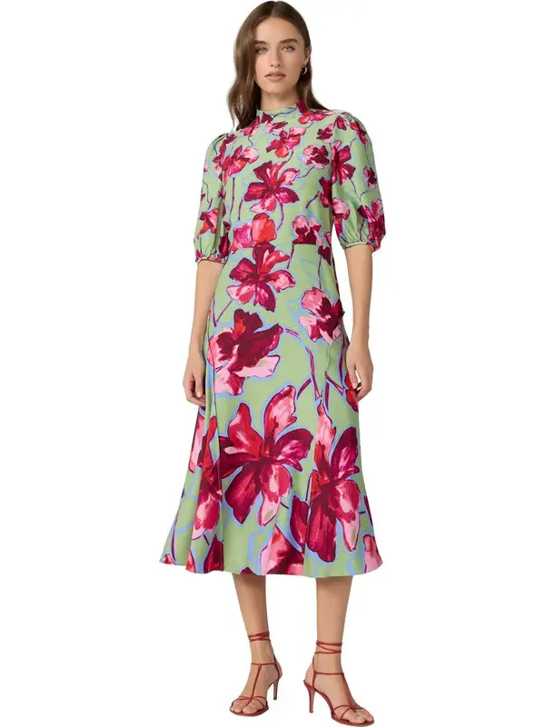 Diane Von Furstenberg Nella Midi Dress - Hibiscus Smoke Degrade