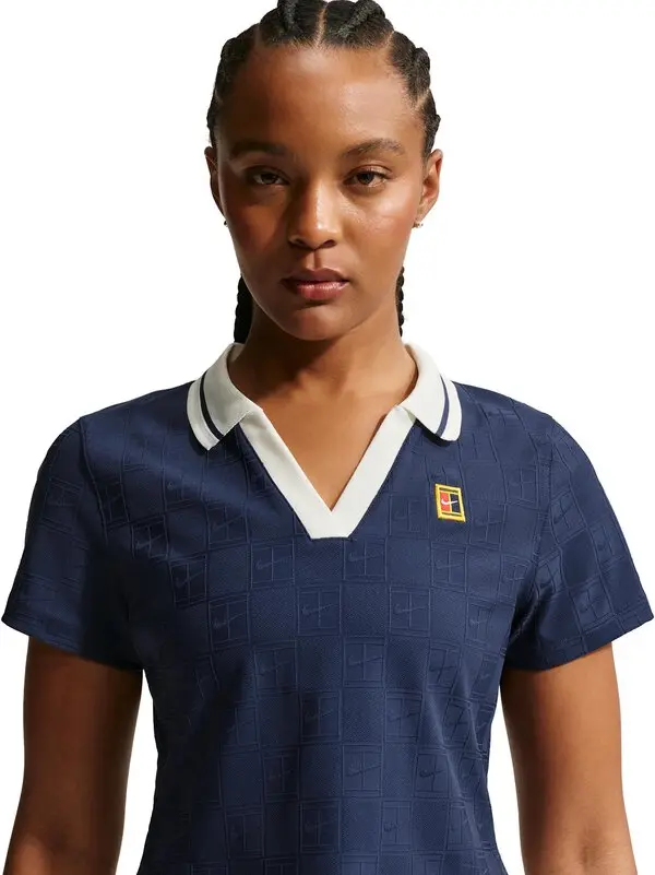 Nike Court Collection Dri-fit Cropped Tennis Polo - Blue
