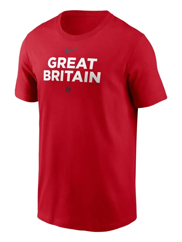 Nike Great Britain National Baseball Team 2026 World Baseball Classic Wordmark T-shirt - Red