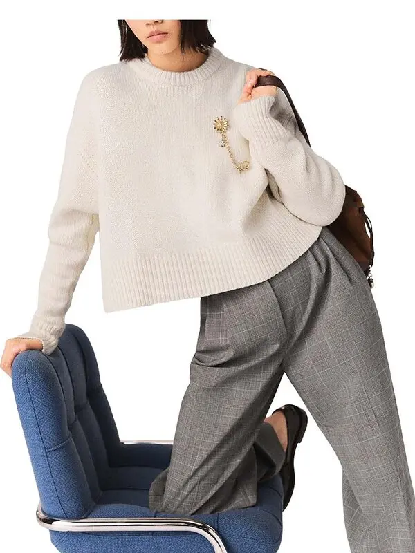 Maje Prince Of Wales Check Palazzo Trousers - Grey