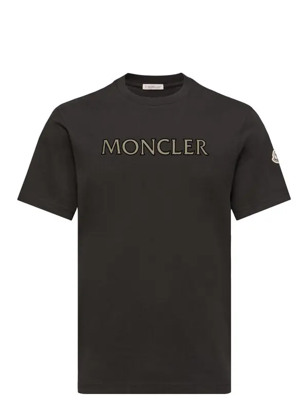 Moncler Logo Print Cotton T-shirt - Black