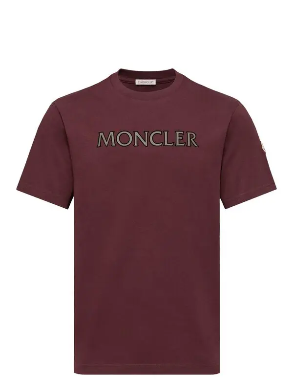 Moncler Logo Print Cotton T-shirt - Red