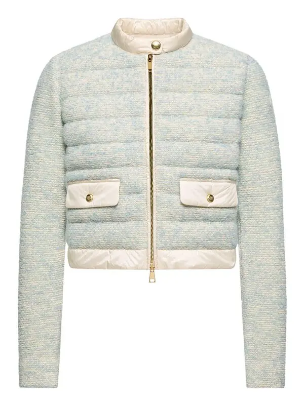 Moncler Wool And Alpaca Blend Padded Zip-up Cardigan - Multicolor