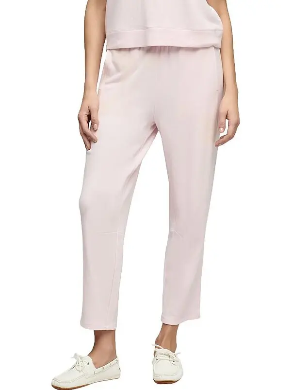 Barefoot Dreams Brushed Fleece Seamed Ankle Pants - Pink Sand