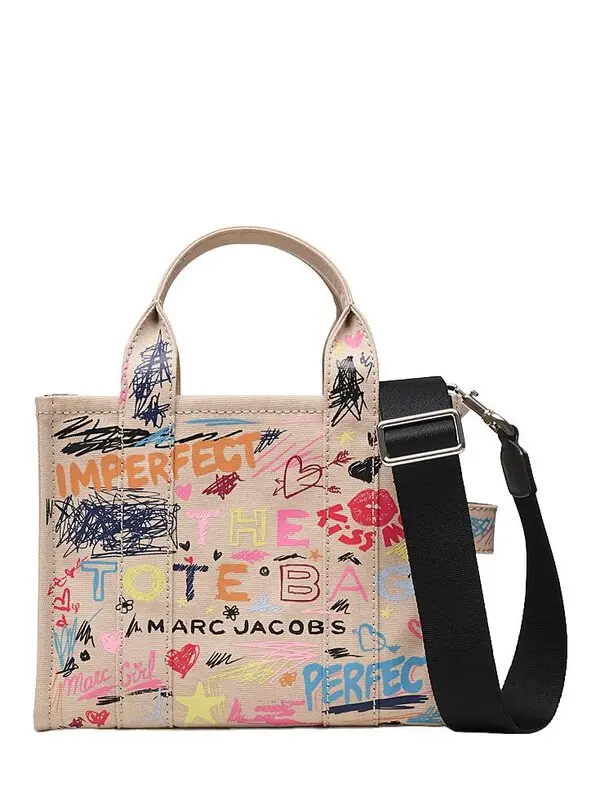 Marc Jacobs The Punk Scribble Canvas Small Tote Bag - Beige