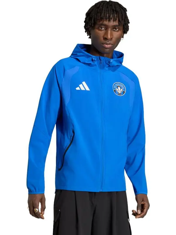 Adidas Cf Montreal Tiro Travel Full Zip Windbreaker - Blue / White